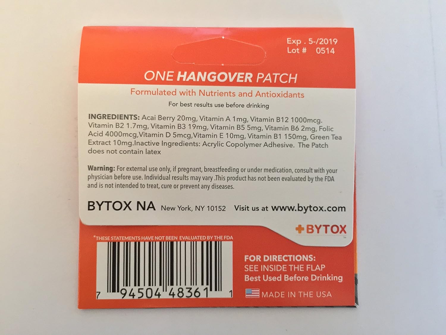 Bytox Hangover Patch 25 pack with fast and free shipping for all... - DailyNutriPlus LLC