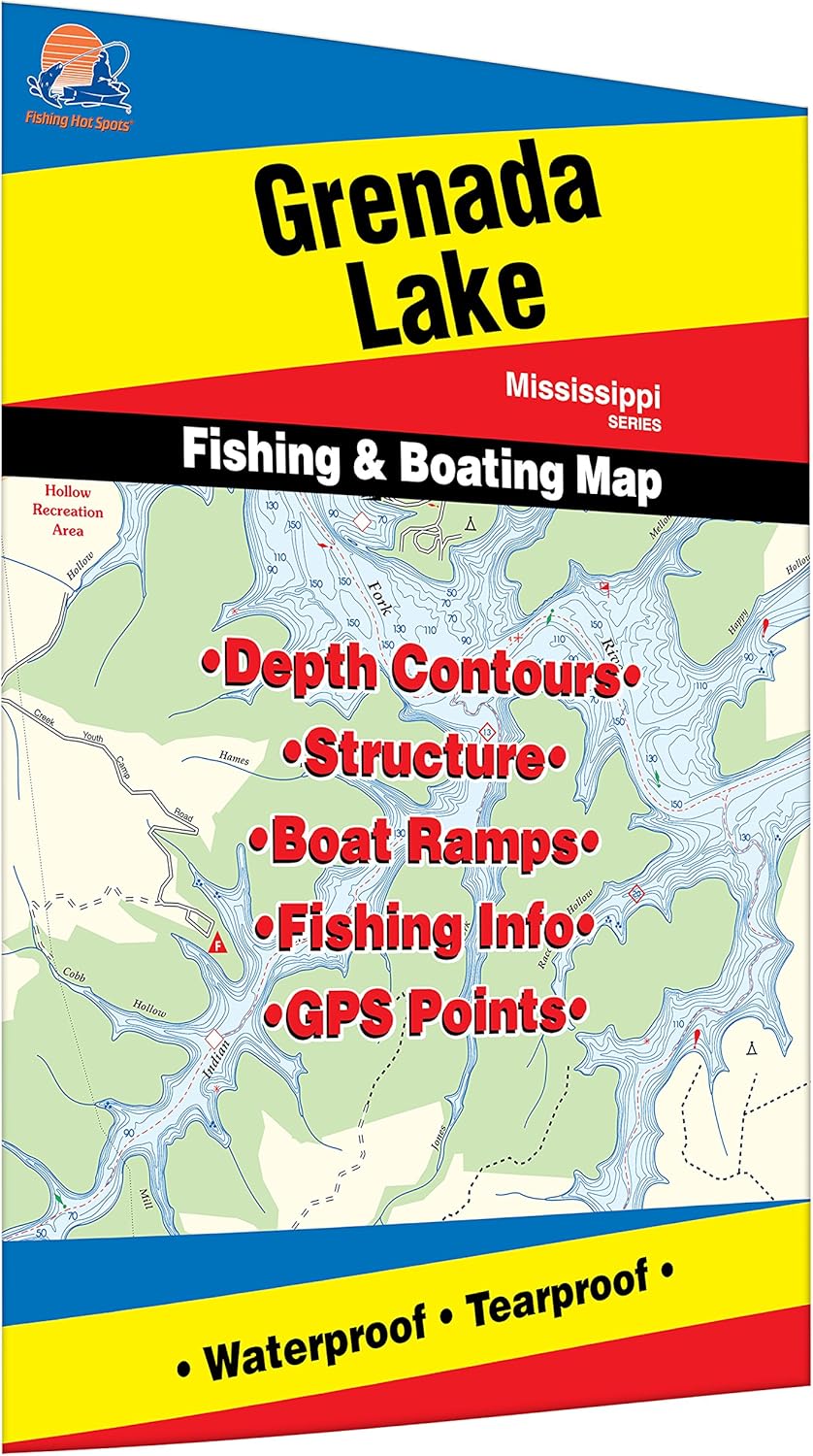Amazon.com : Grenada Lake Fishing Map : Sports & Outdoors