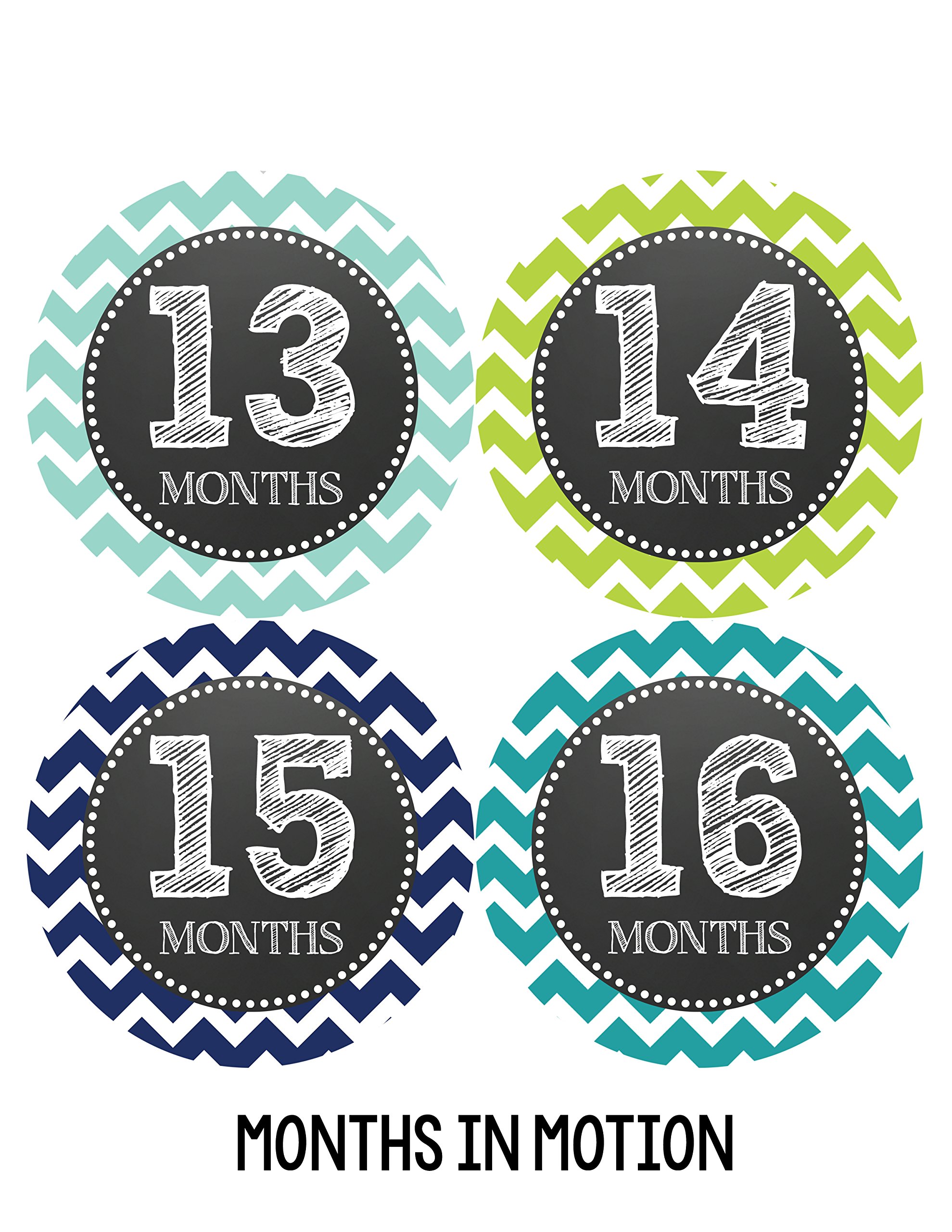 Amazon.com : Months in Motion 072 Monthly Baby Stickers - Baby Boy ...
