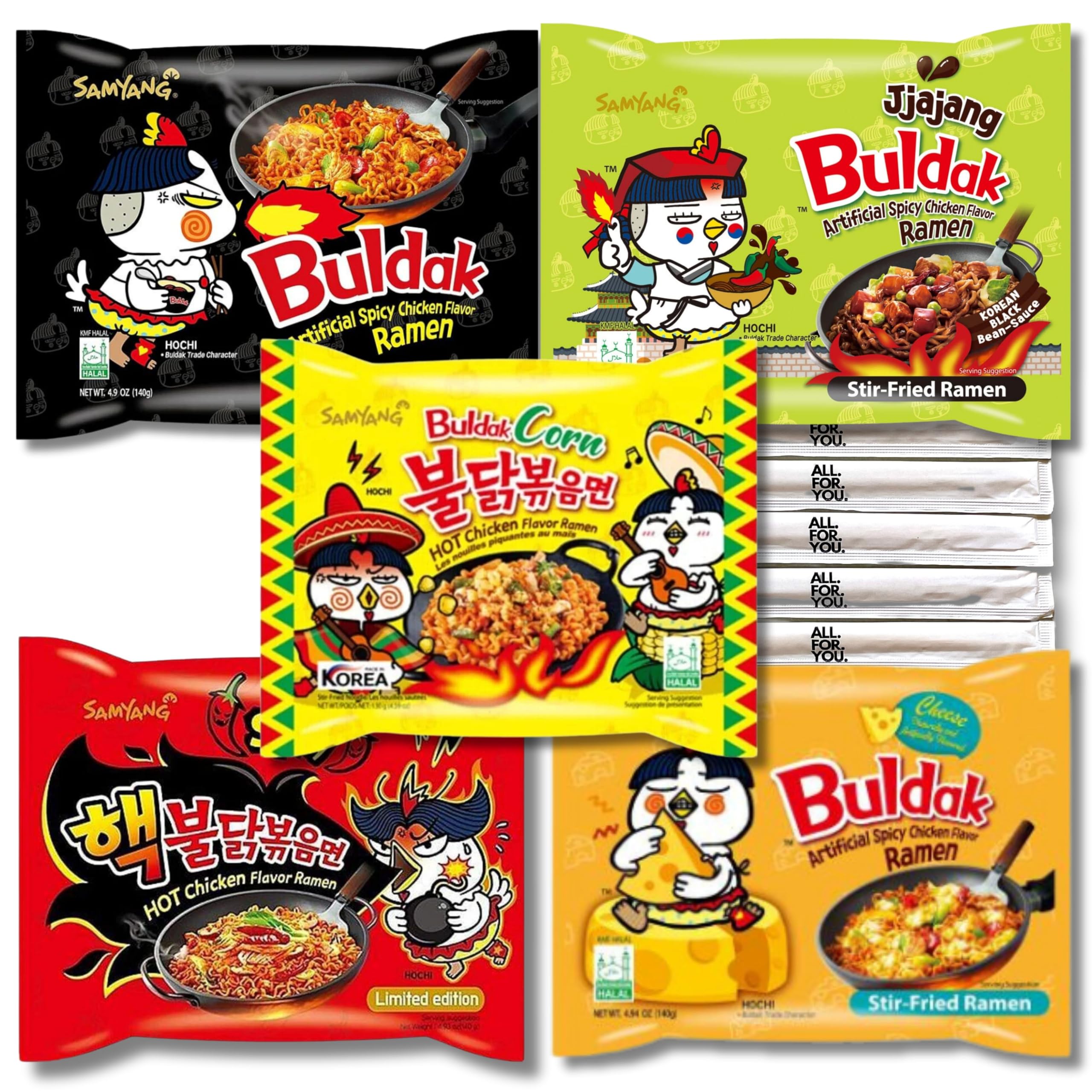 Mua Buldak Ramen Noodles 5 Flavor Variety Combo - Total 5 pack (1 Pack ...