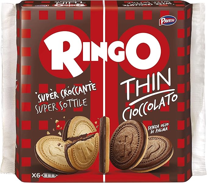 Pavesi Biscotti Ringo Thin Cioccolato, Snack per Merenda o Pausa Studio ...