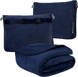 Amazon.com: PAVILIA Travel Blanket and Pillow, Dual Zippers, Clip On ...