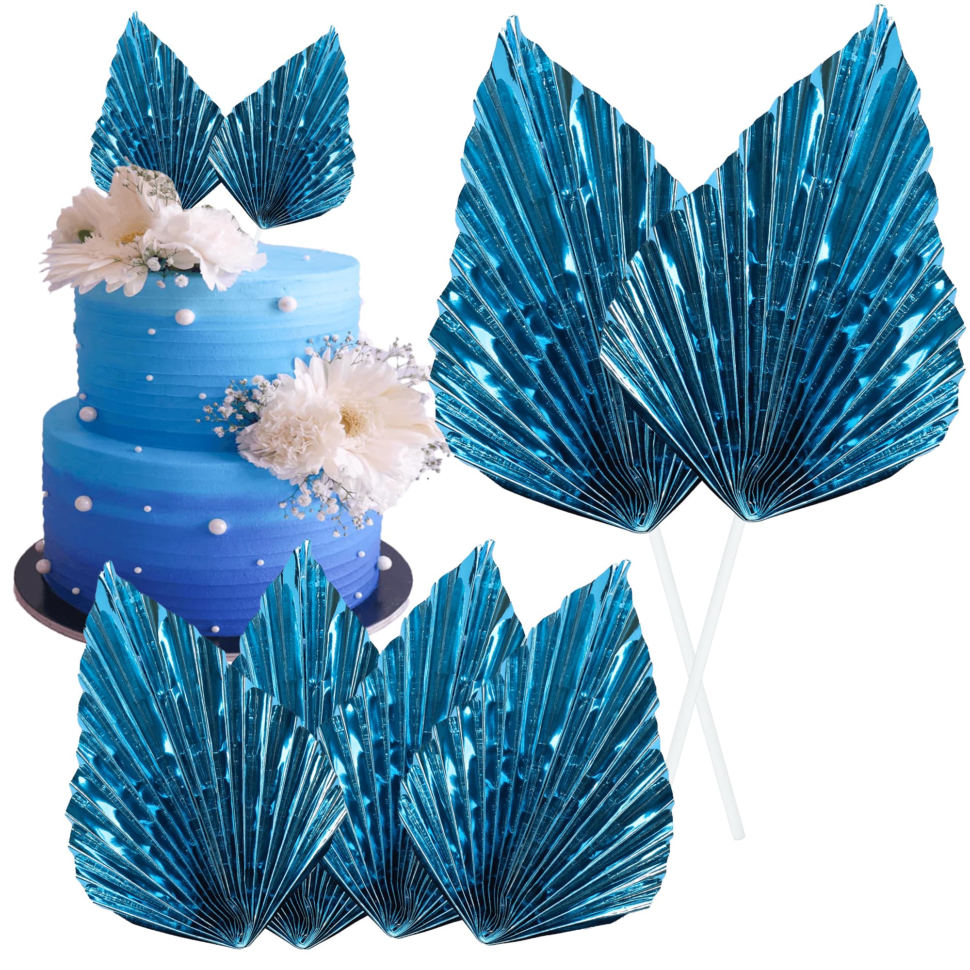 Gyufise 6Pcs Paper Palm Fan Cake Toppers Palm Spear Leaves Fan Cupcake ...