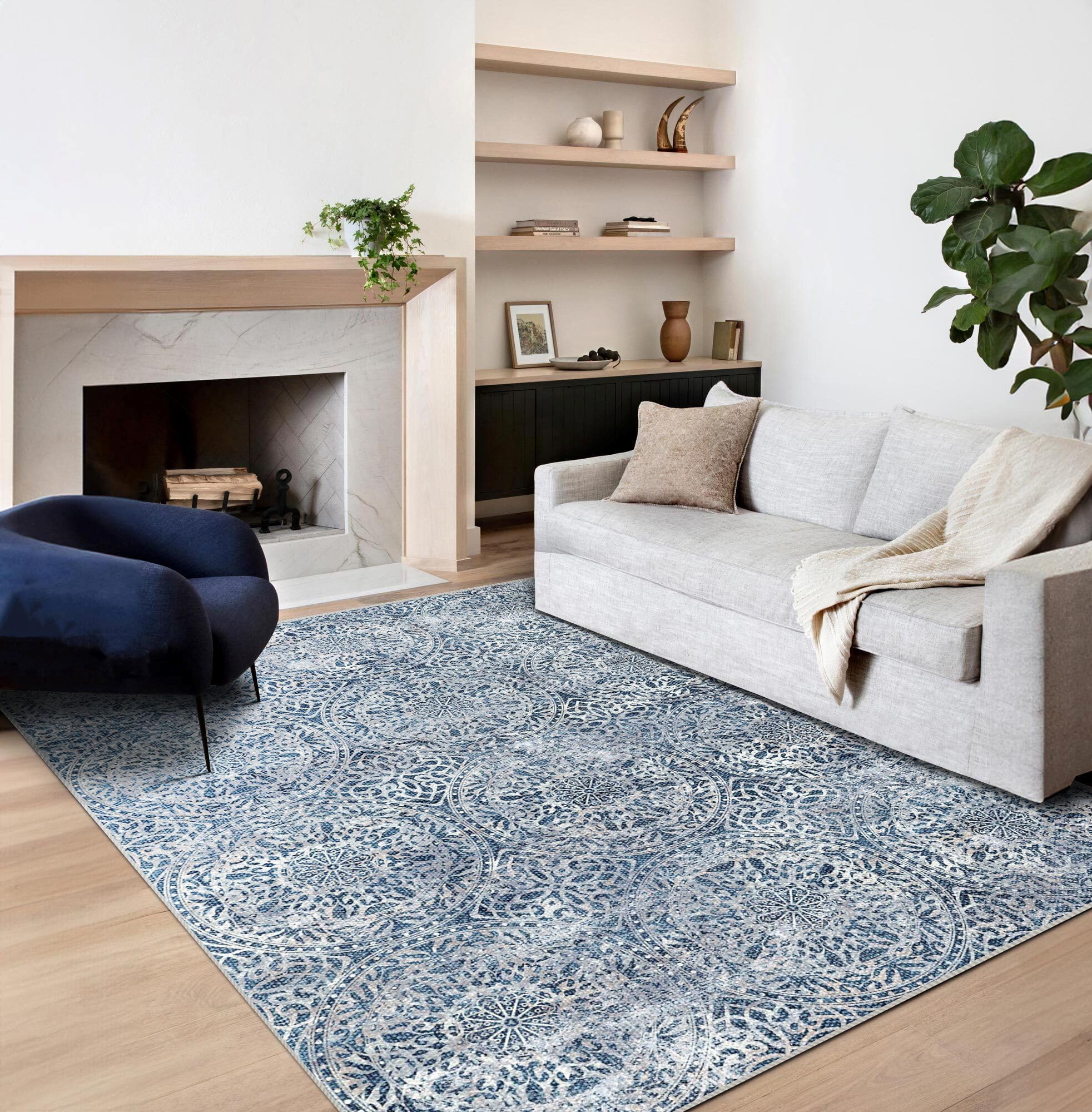 vivorug 6x9 Rug, Stain Resistant Washable Rug for Living Room, Neutral ...