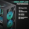 MUSETEX ATX PC Case Pre-Install 6 PWM ARGB Fans, Polygonal Mesh ...