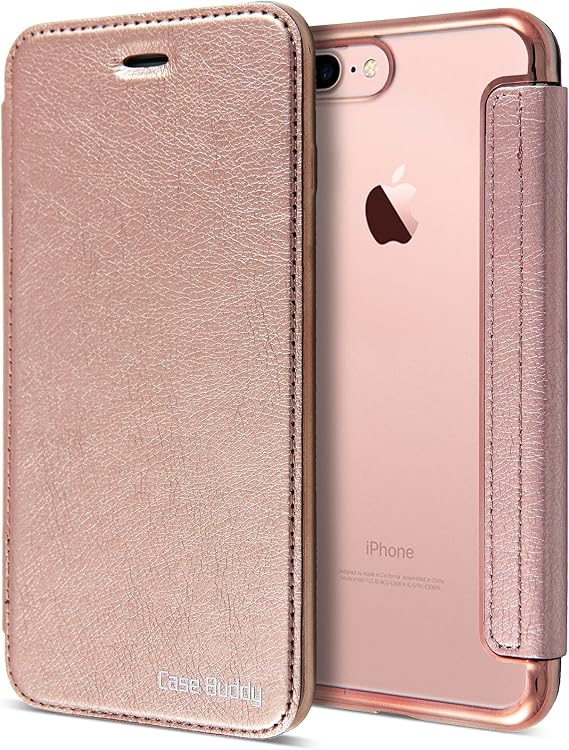 Rose Gold Leather Case for iPhone 7 Plus, Clear Back: Amazon.co.uk ...