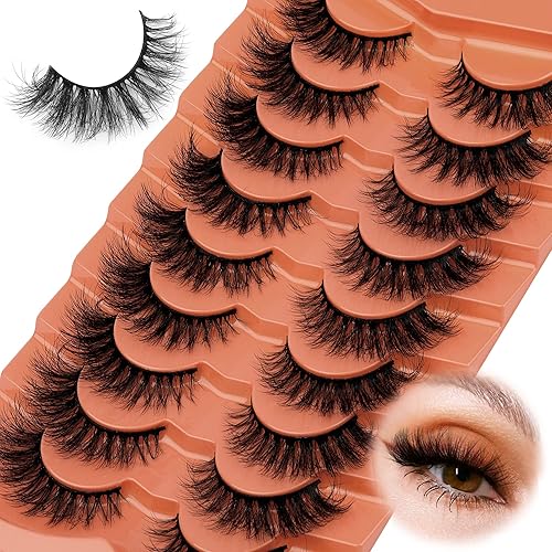 False Eyelashes Natural Look Wispy Faux Mink Lashes 15mm C Curl Fake ...