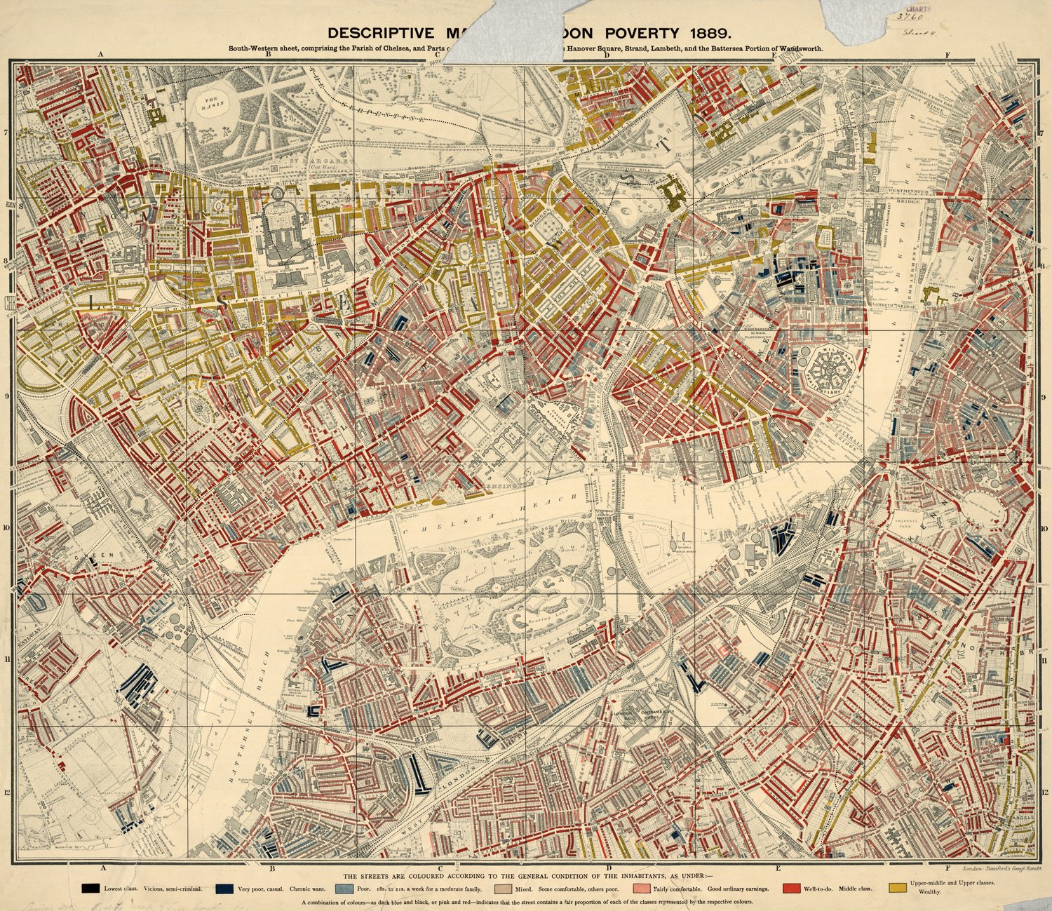 Charles Booth's London Poverty Map - South-West (Central) Sheet - 1889 ...