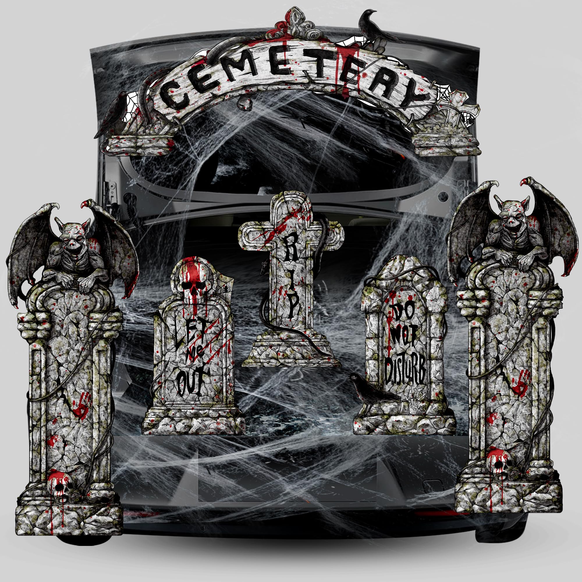 Halloween Trunk or Treat Car Decorations kit, Tombstone Trunk or Treat ...