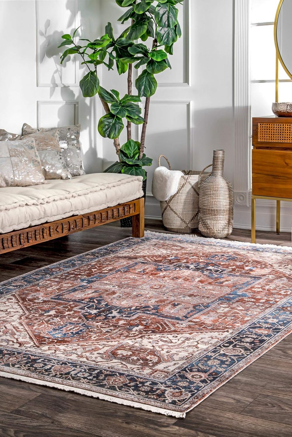 Amazon.com: nuLOOM Ethel Medallion Fringe Runner Rug, 2' 6" x 12', Blue ...