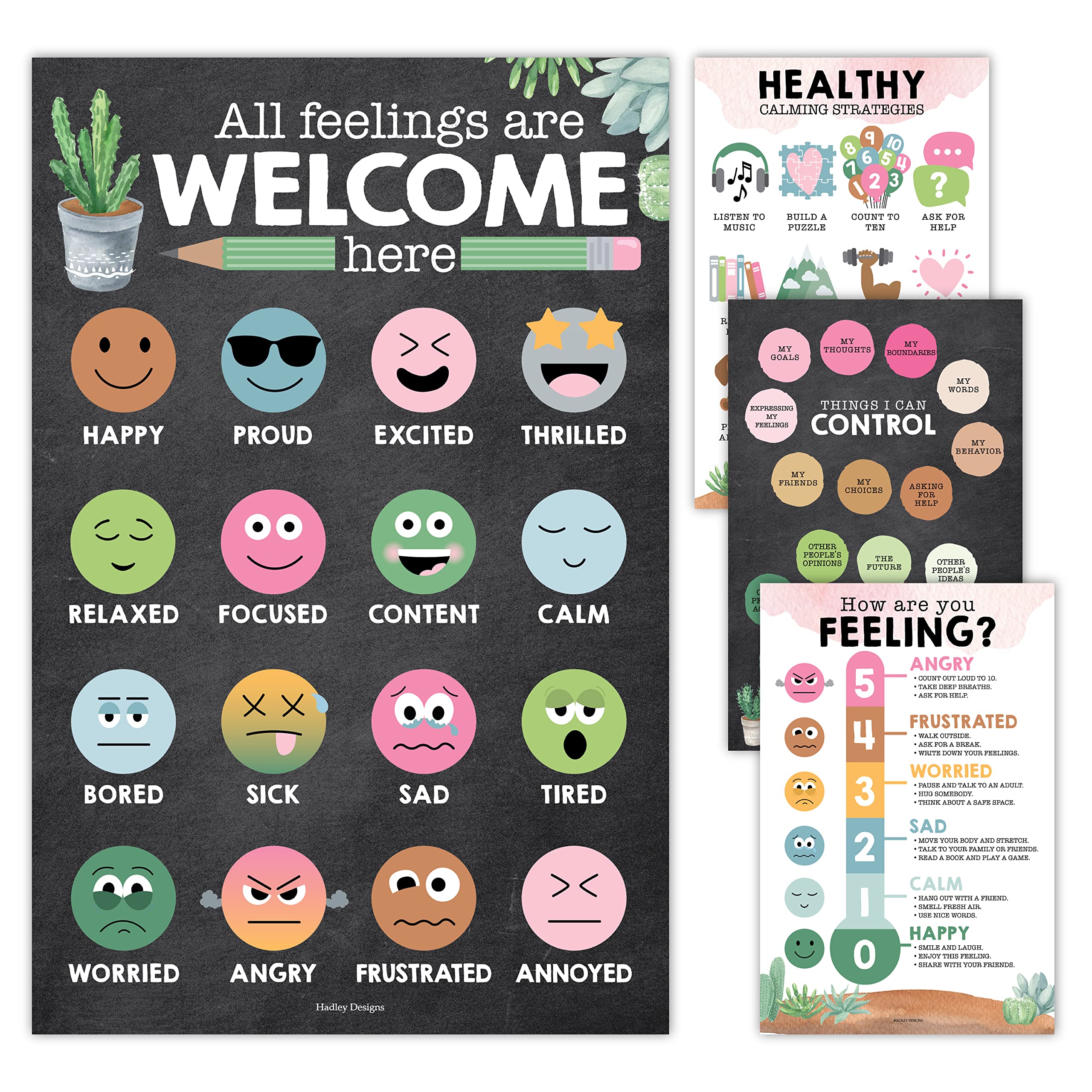 Mua 4 Cactus Feelings Chart For Kids Emotions Chart For Kids Feelings ...