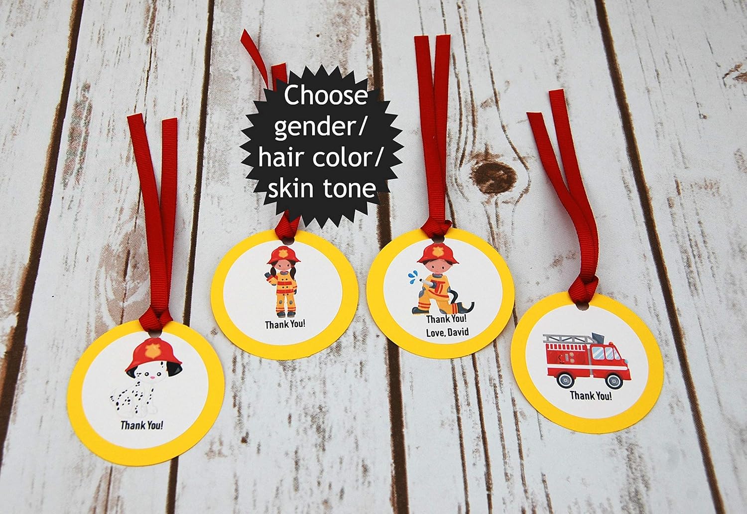 Amazon.com: 12 Firefighter Party Favor Tags, Fireman Party Thank You ...