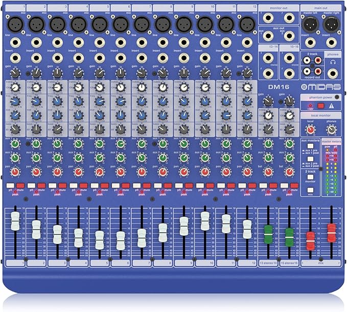 Midas DM16 16 Input Analogue Live and Studio Mixer with Midas ...