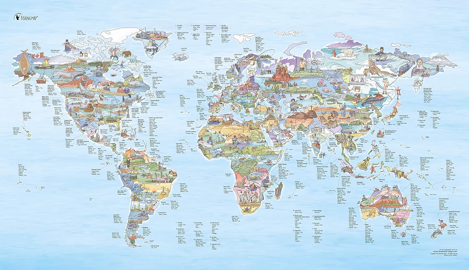 Fishing Spot Map by Awesome Maps – Illustrated World Map for Anglers ...