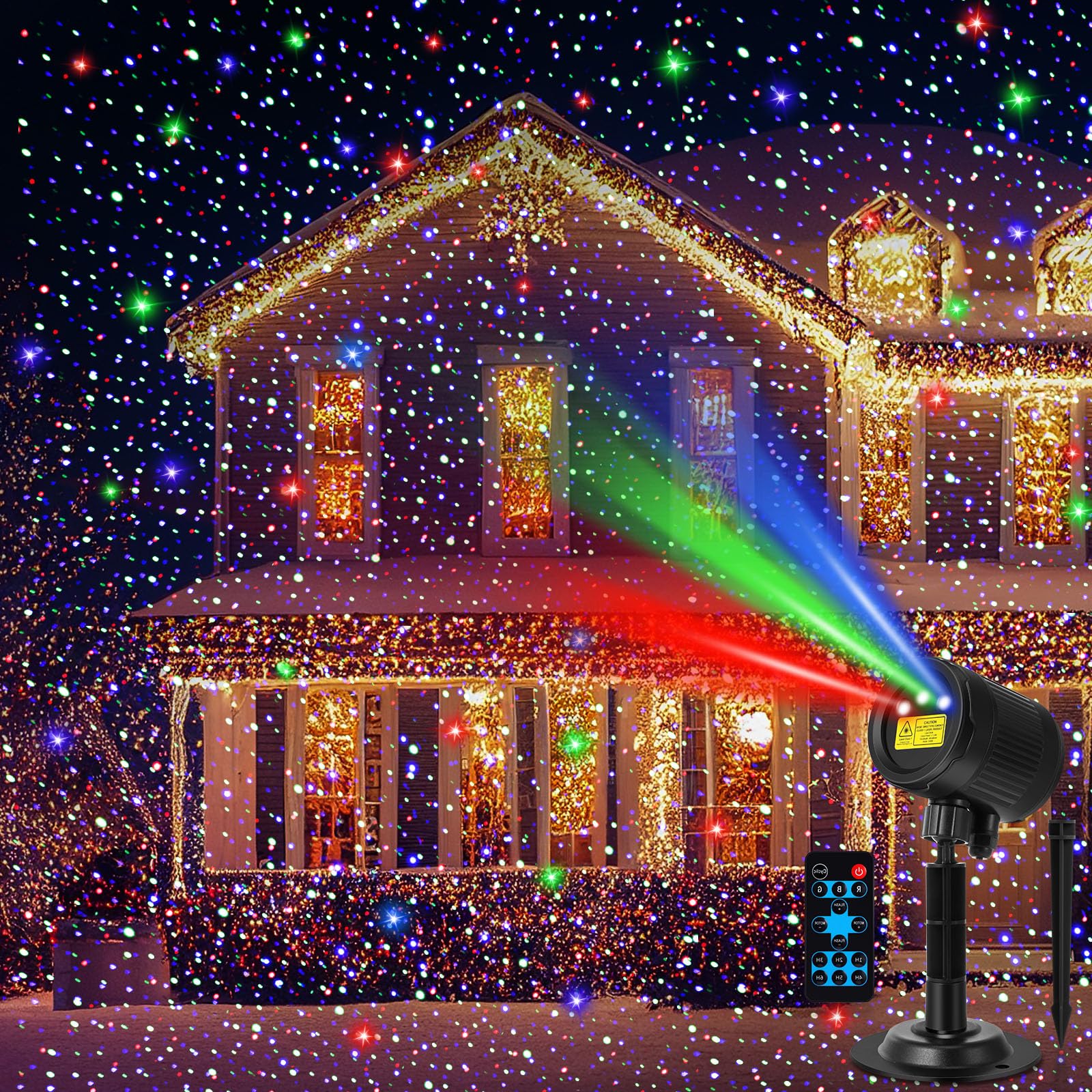 Honoson 1 Pcs Christmas Laser Projector Lights Outdoor RGB Laser Light ...