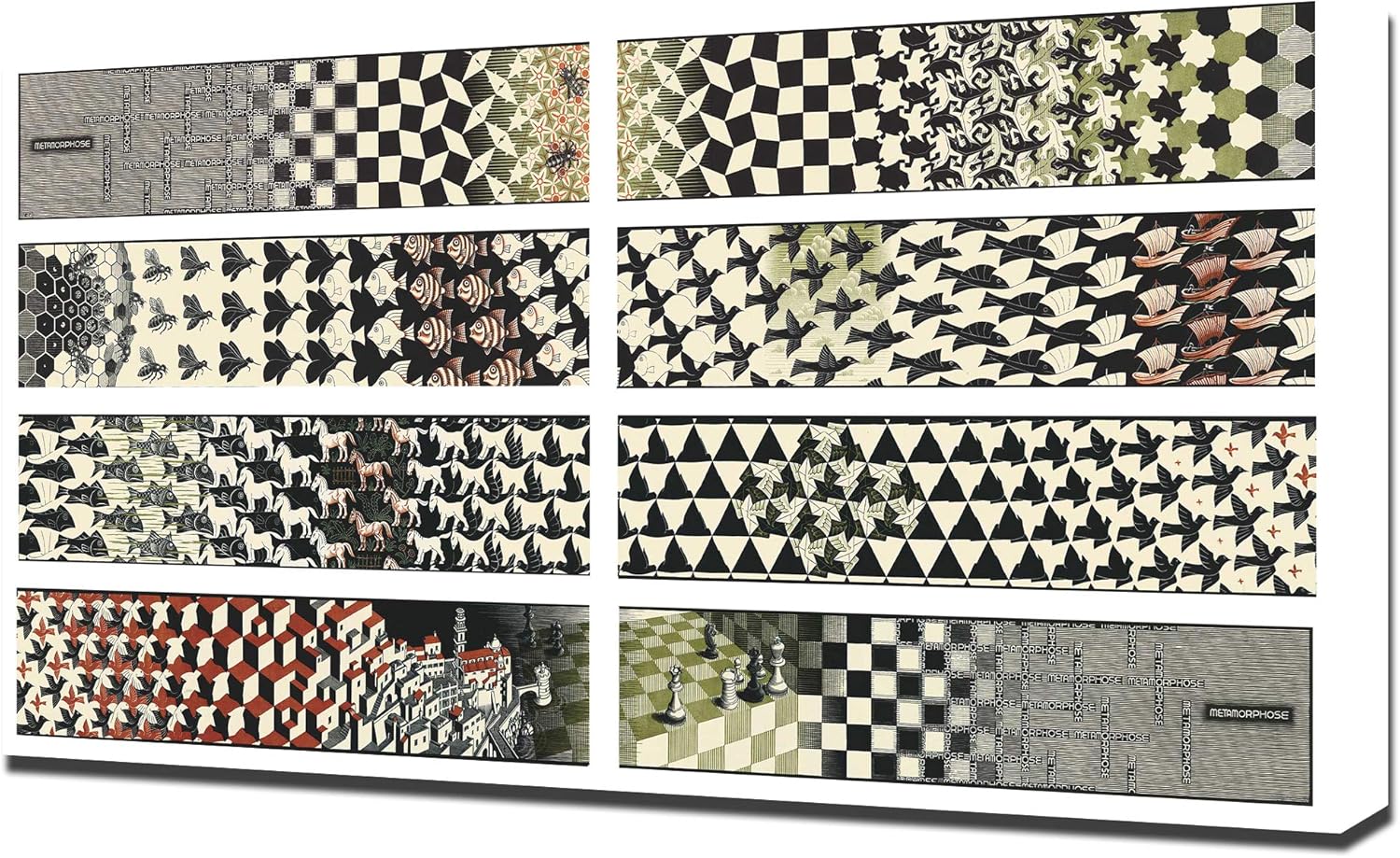 Amazon.com: Lilarama M.C. Escher - Metamorphosis-iii Framed Canvas Art ...