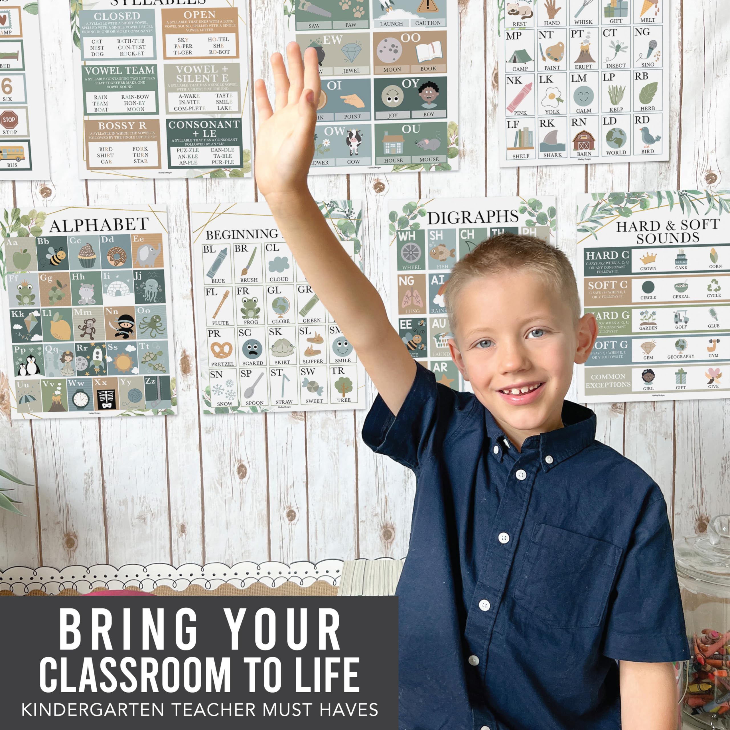 Mua 9 Greenery Sound Wall Classroom Phonics Posters For Classroom Wall ...