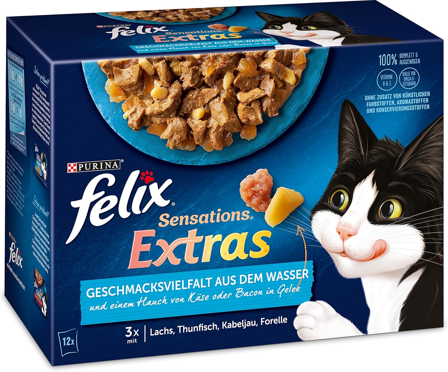 FELIX Sensations Extras Katzenfutter nass in Gelee, Fisch Sorten-Mix ...