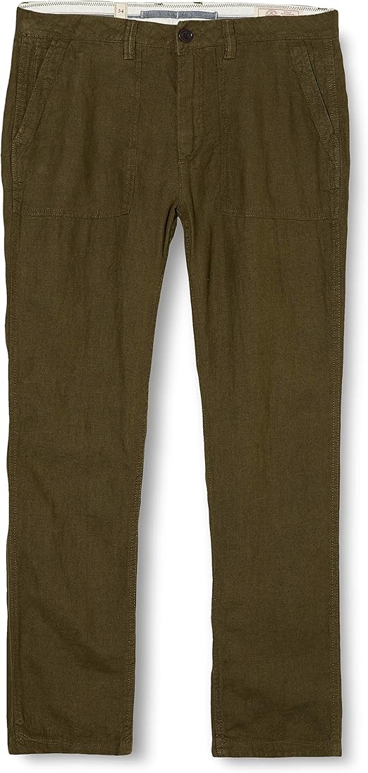 Fat Face Men's Linen Worker Trousers, Green (Khaki), W30/L32 (Size: 30 ...