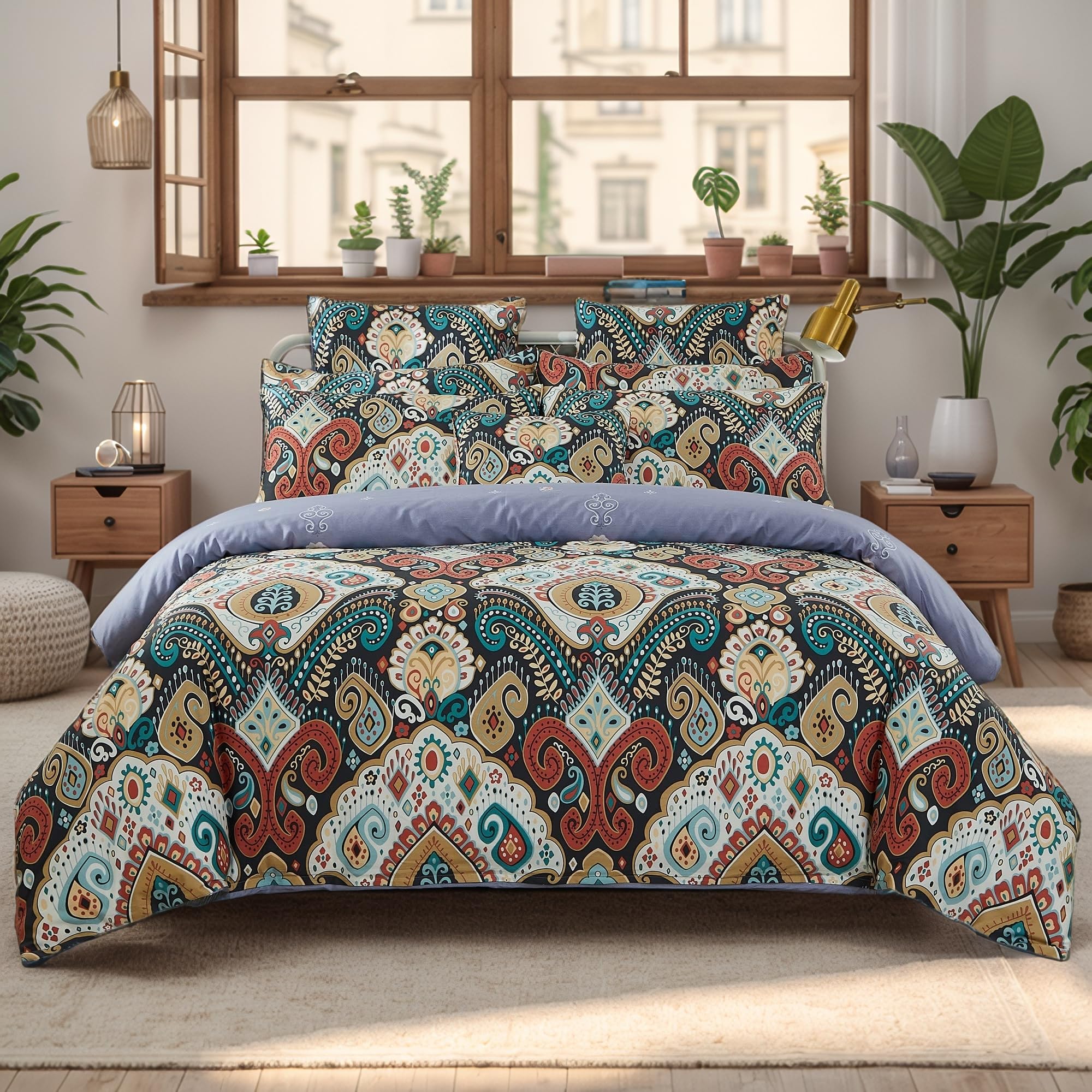 FADFAY Boho Paisley Duvet Cover Set Full Shabby Floral Bedding ...