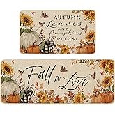Amazon.com: Artoid Mode Orange Hello Pumpkin Fall Kitchen Mats Set of 2 ...