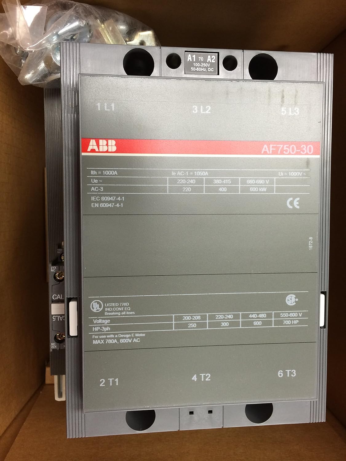 ABB MAGNETIC CONTACTOR AF750-30-11 100-250V 50/60Hz / 100-250V DC ...
