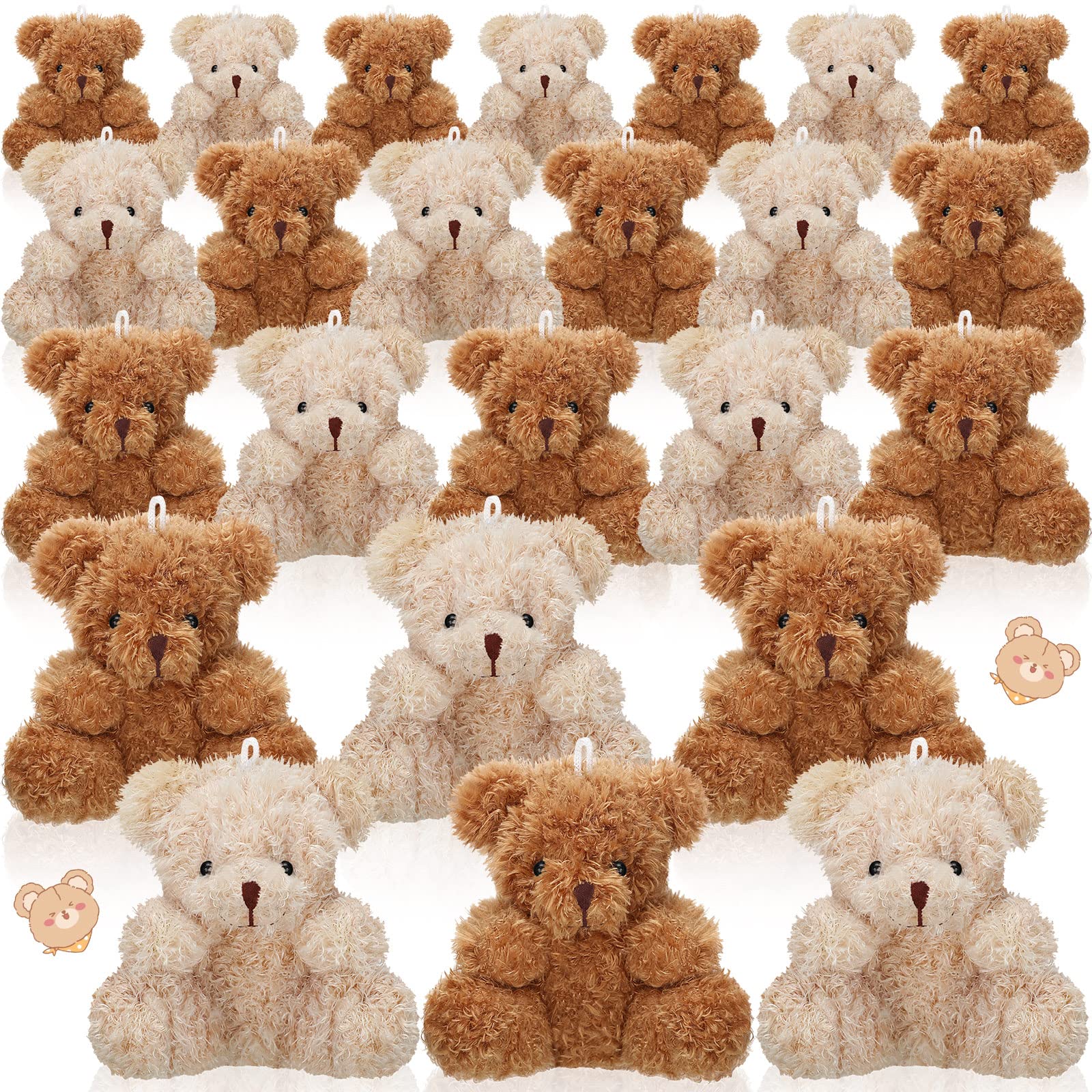 HyDren 24 Pcs 4 in Mini Bear Stuffed Animal Bulk Small Plush Bears Tiny ...