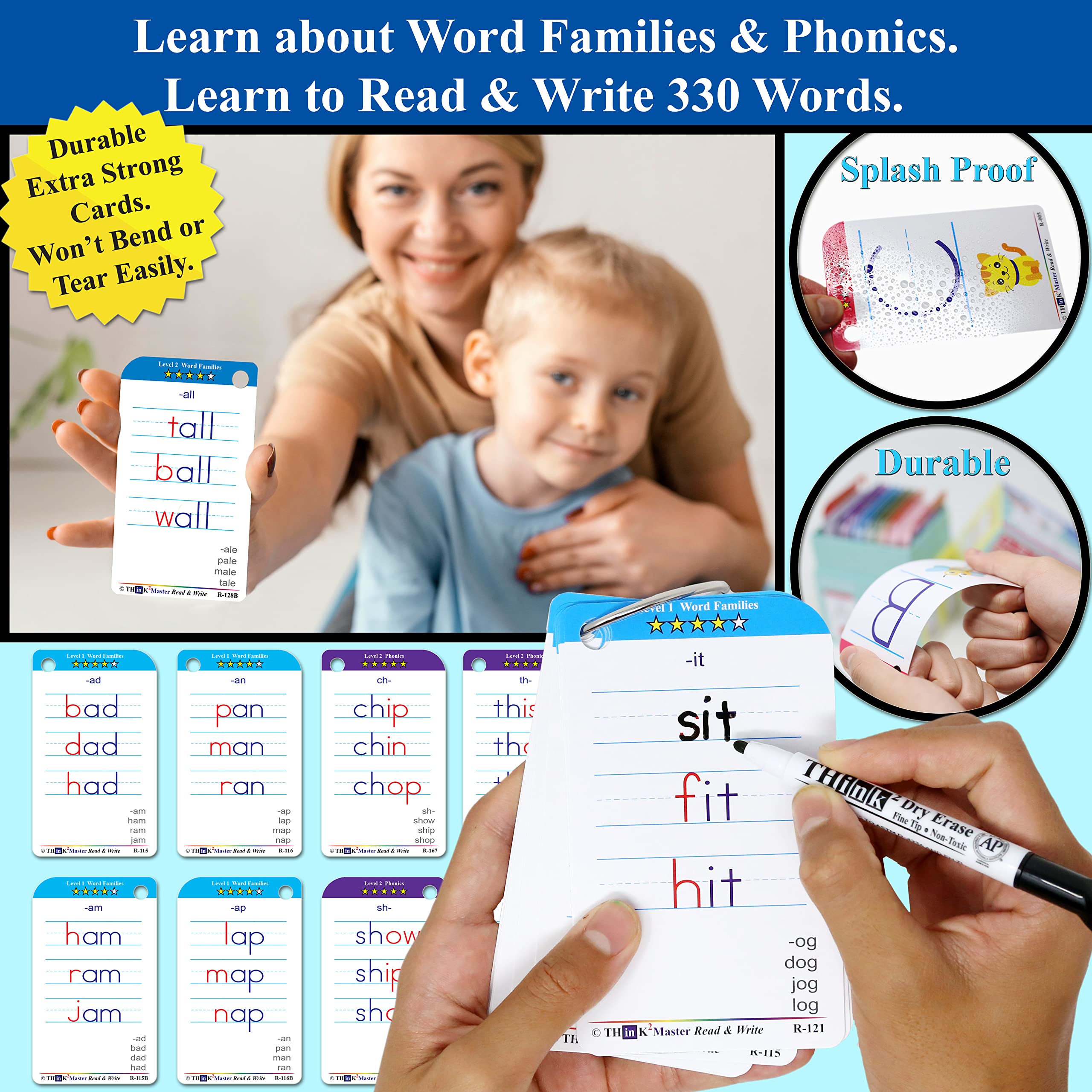 Mua THINK2MASTER Premium 186 Laminated Alphabet, Sight Words & Phonics ...