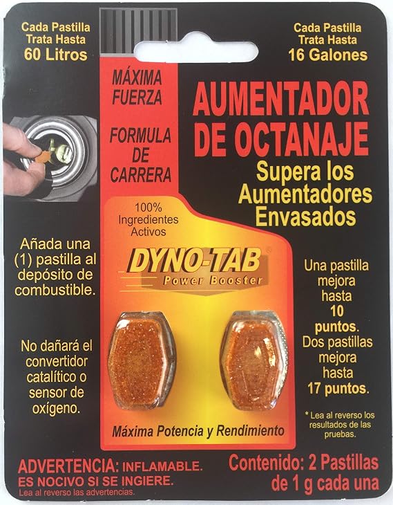 Amazon.com: Dyno-tab Aumentador de Octanaje 2 pastillas de 1 g CADA UNA ...