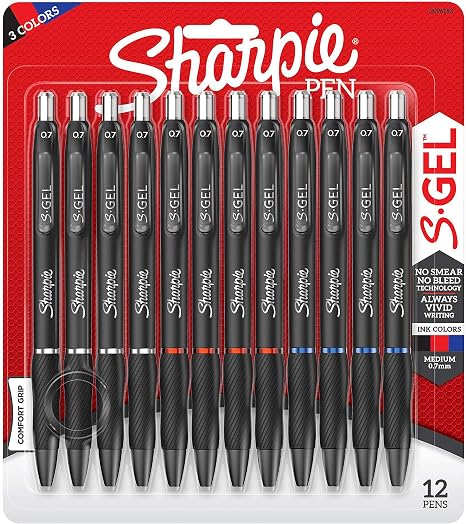 Sharpie S-Gel, Gel Pens, Medium Point (0.7mm), Assorted Colors, 12 ...