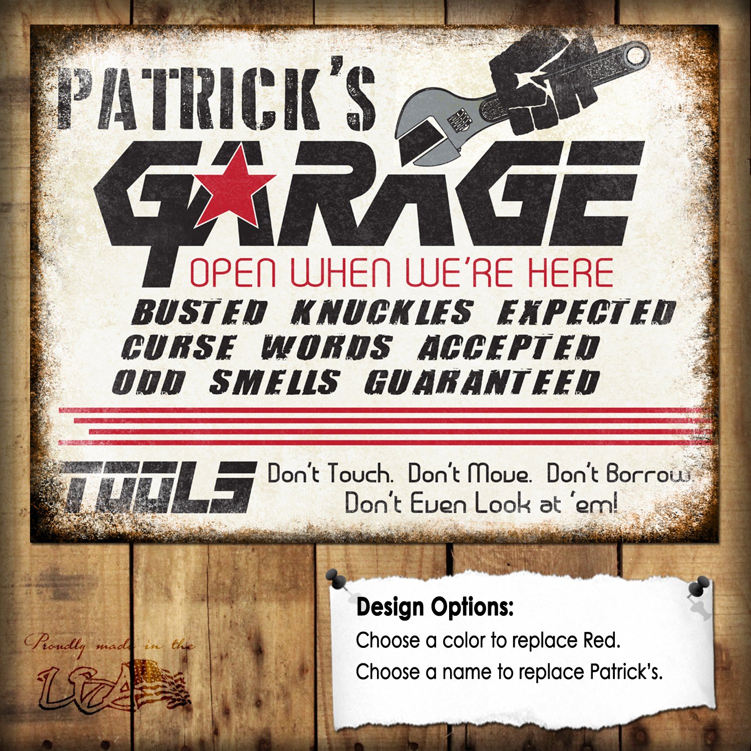 Amazon.com: Custom Garage Sign // 1 Metal Sign // 12" x 16": Handmade