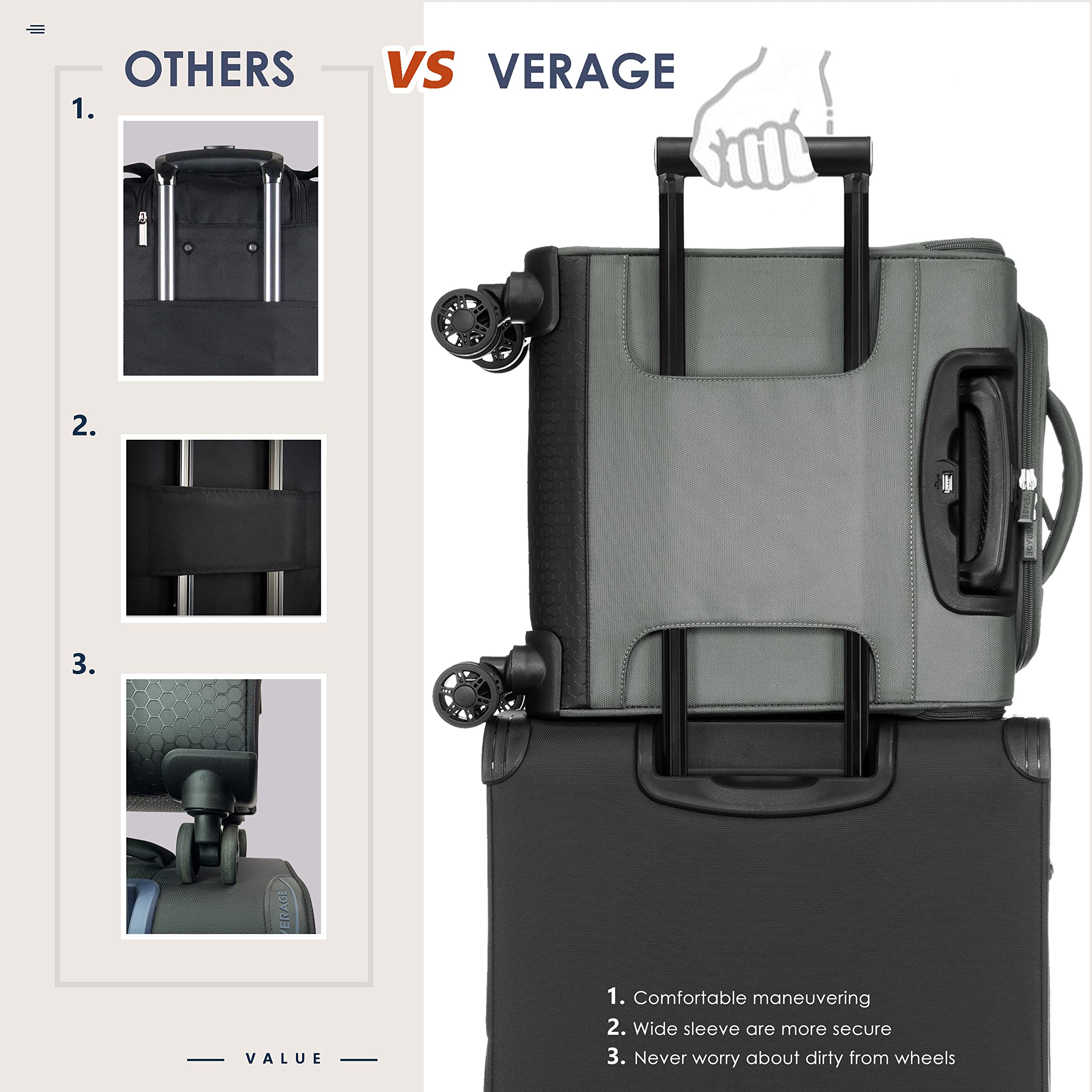 Mua Verage Carry On Underseat Luggage with Wheels & USB Port, 14 Inch Wheeled Spinner Bag Carry ...