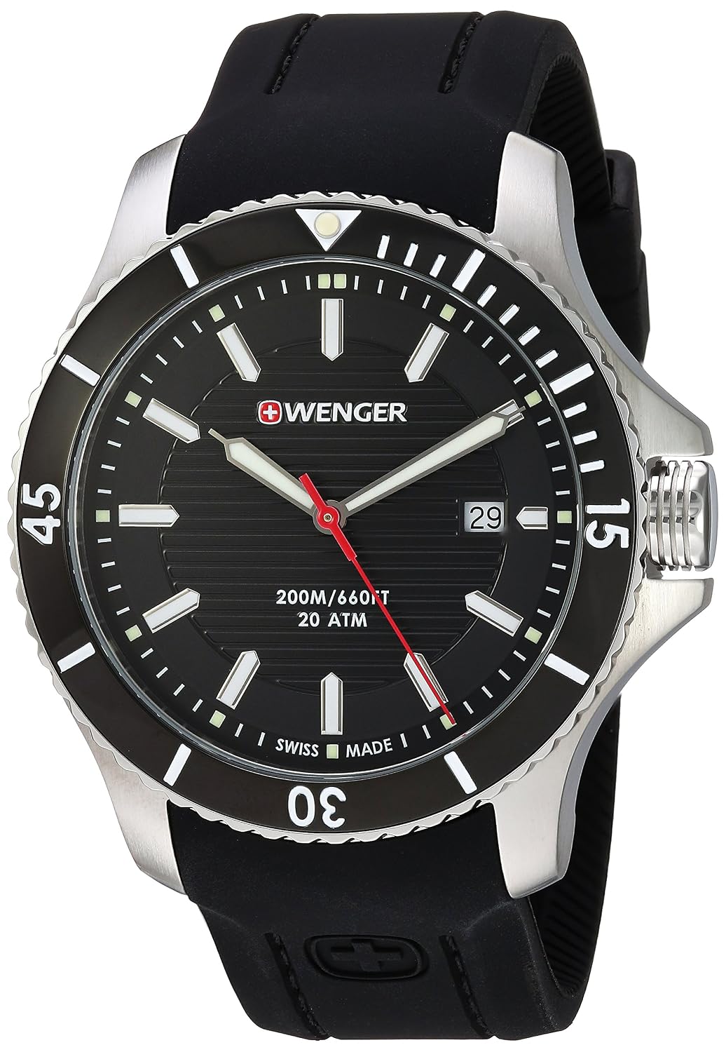 Wenger Herren Analog Schweizer Quarzwerk Uhr mit Silikon Armband 01. ...