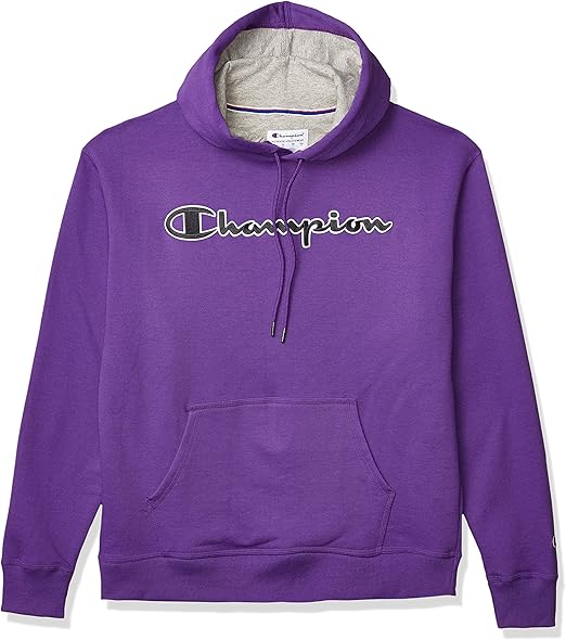 Champion Men's Powerblend Hooded Sweatshirt, Purple Script Applique, XL ...