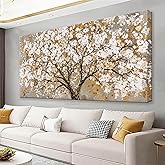 Amazon.com: Large Wall Art Print Gold Abstract Tree Of Life Framed Modern Artwork Canvas ...