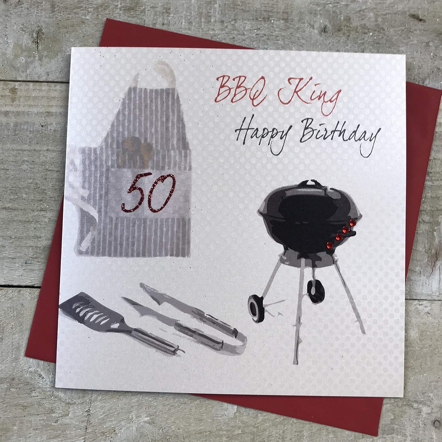 WHITE COTTON CARDS BBQ KING 50 Happy Handmade 50th Birthday Card 