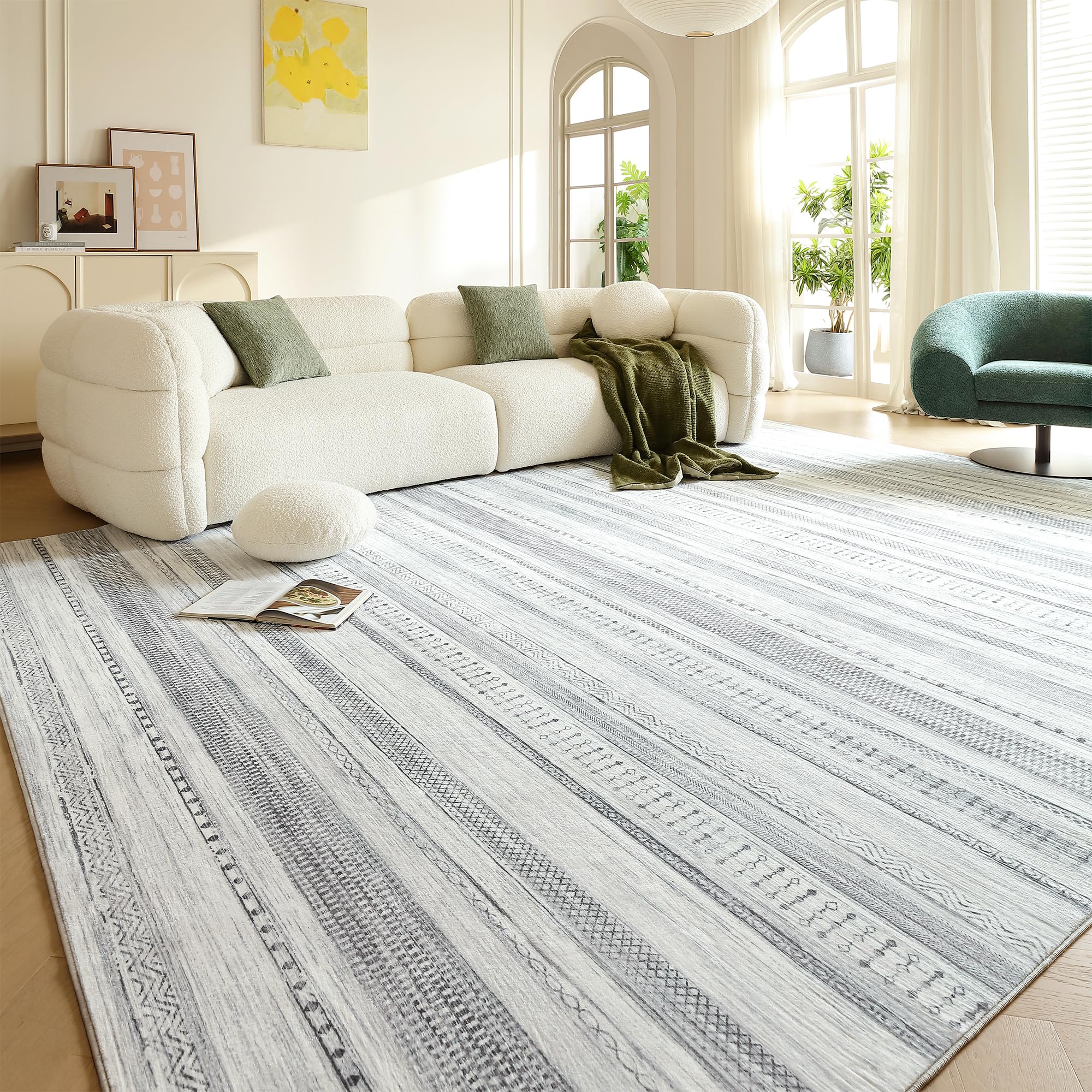 Boraya Area Rugs for Living Room: 8x10 Washable Boho Rug for Bedroom ...