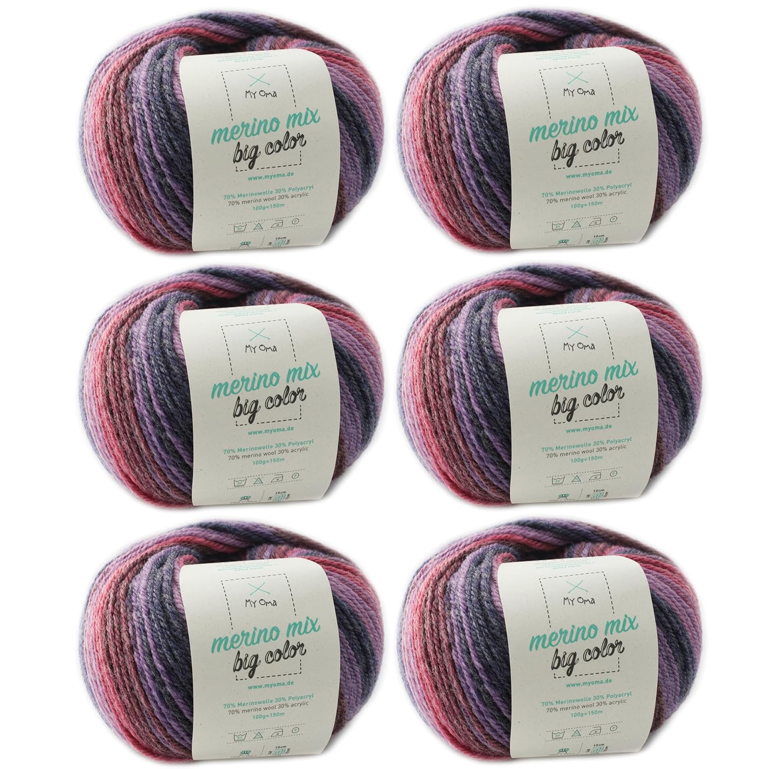 Effektwolle zum Stricken * 6 Knäuel Merino Mix big Color emotion (Fb ...