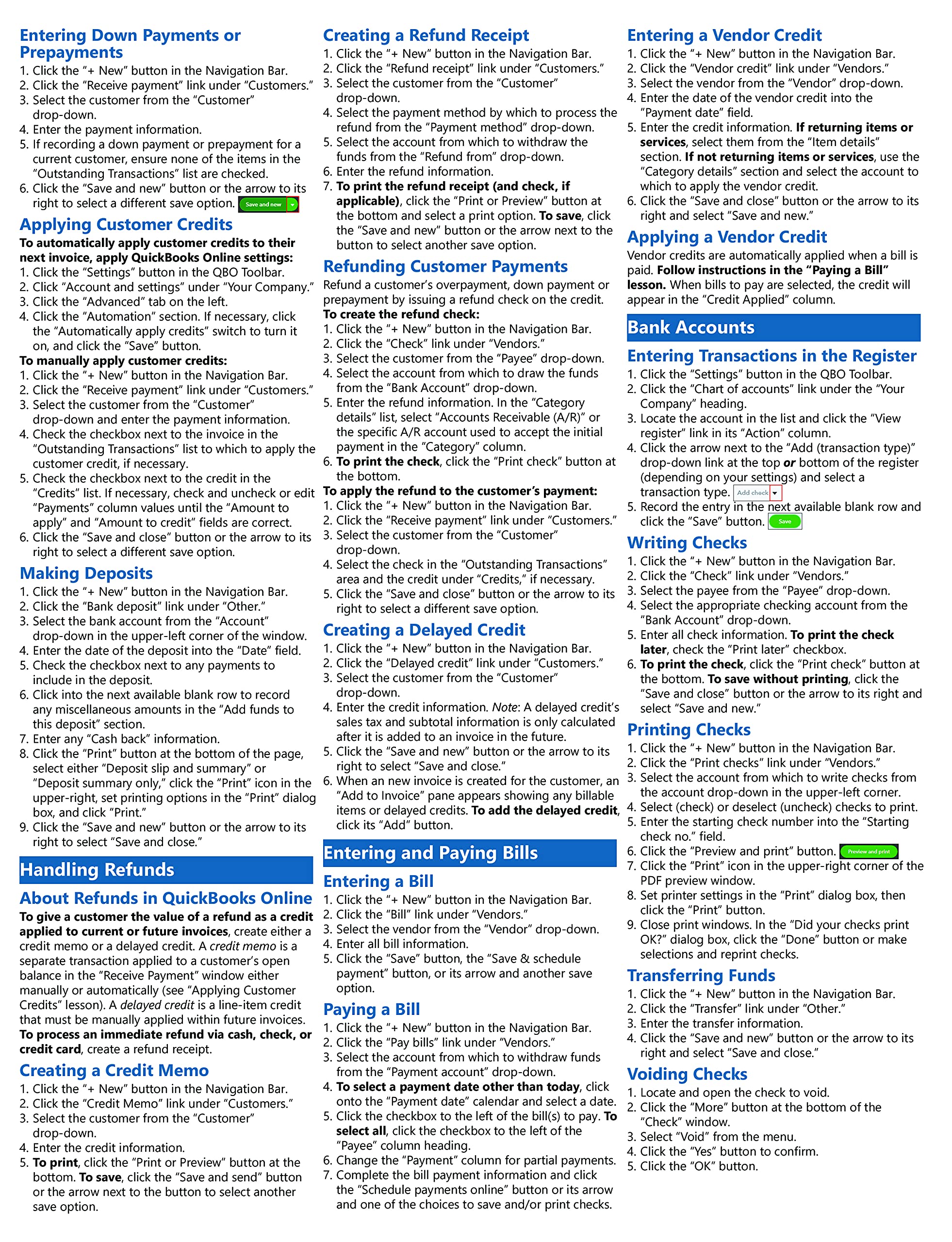 Mua QuickBooks Online Quick Reference Training Card - Laminated ...
