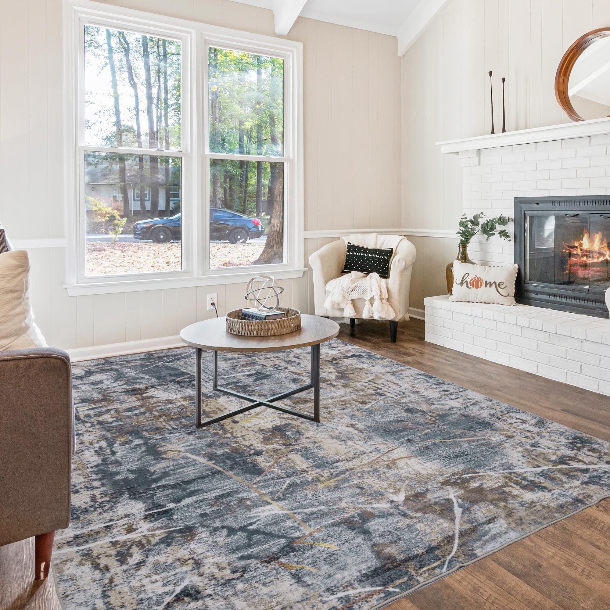 Hatppto 8x10 Area Rug, Modern Abstract Area Rug Machine Washable, Non ...