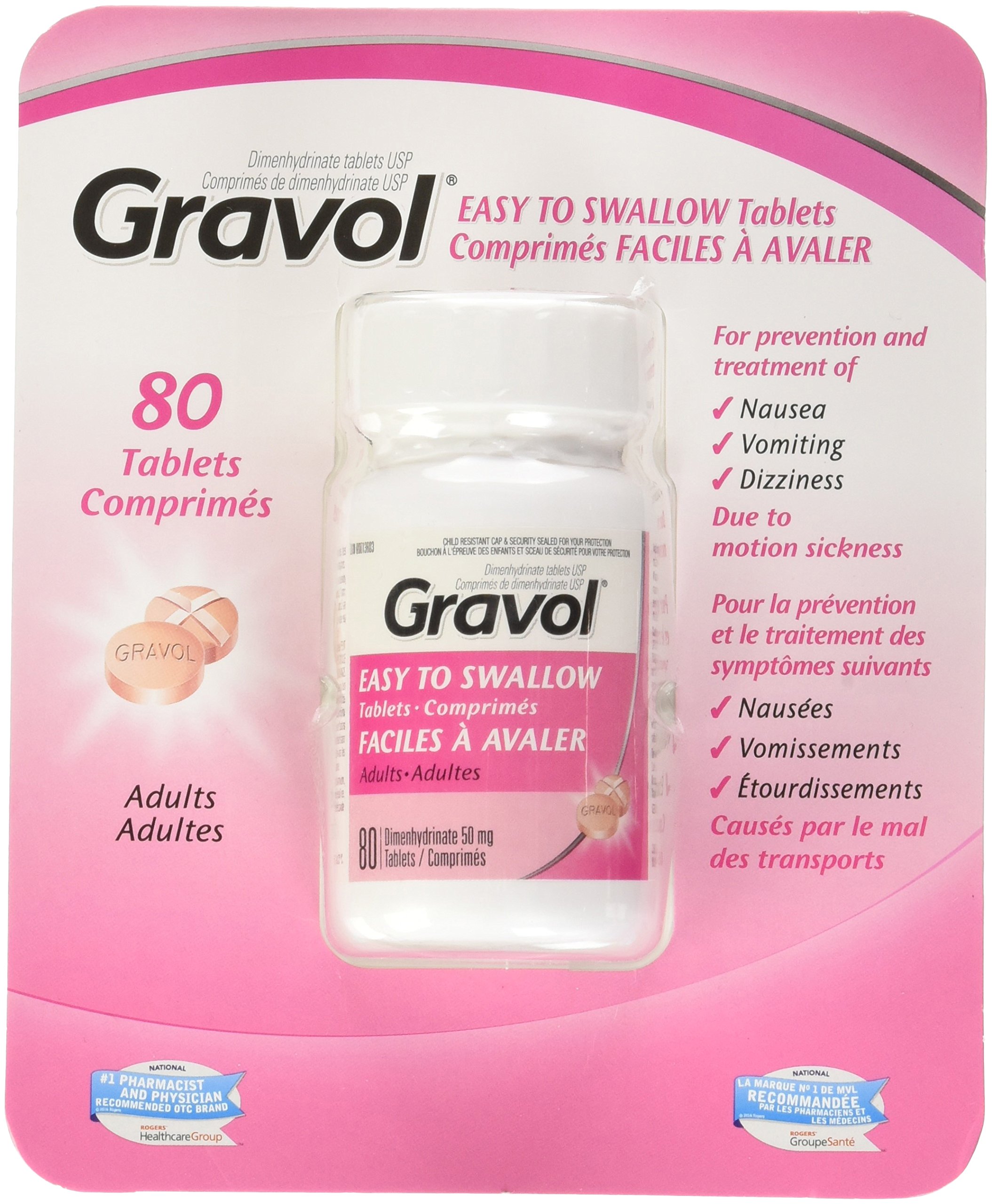 Mua Gravol Easy To Swallow 80 Tablets Filmkote Antinauseant For Nausea ...