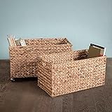 Amazon.com: VonHaus Set of 3 Woven Wicker Storage Trunks Chest - End of ...