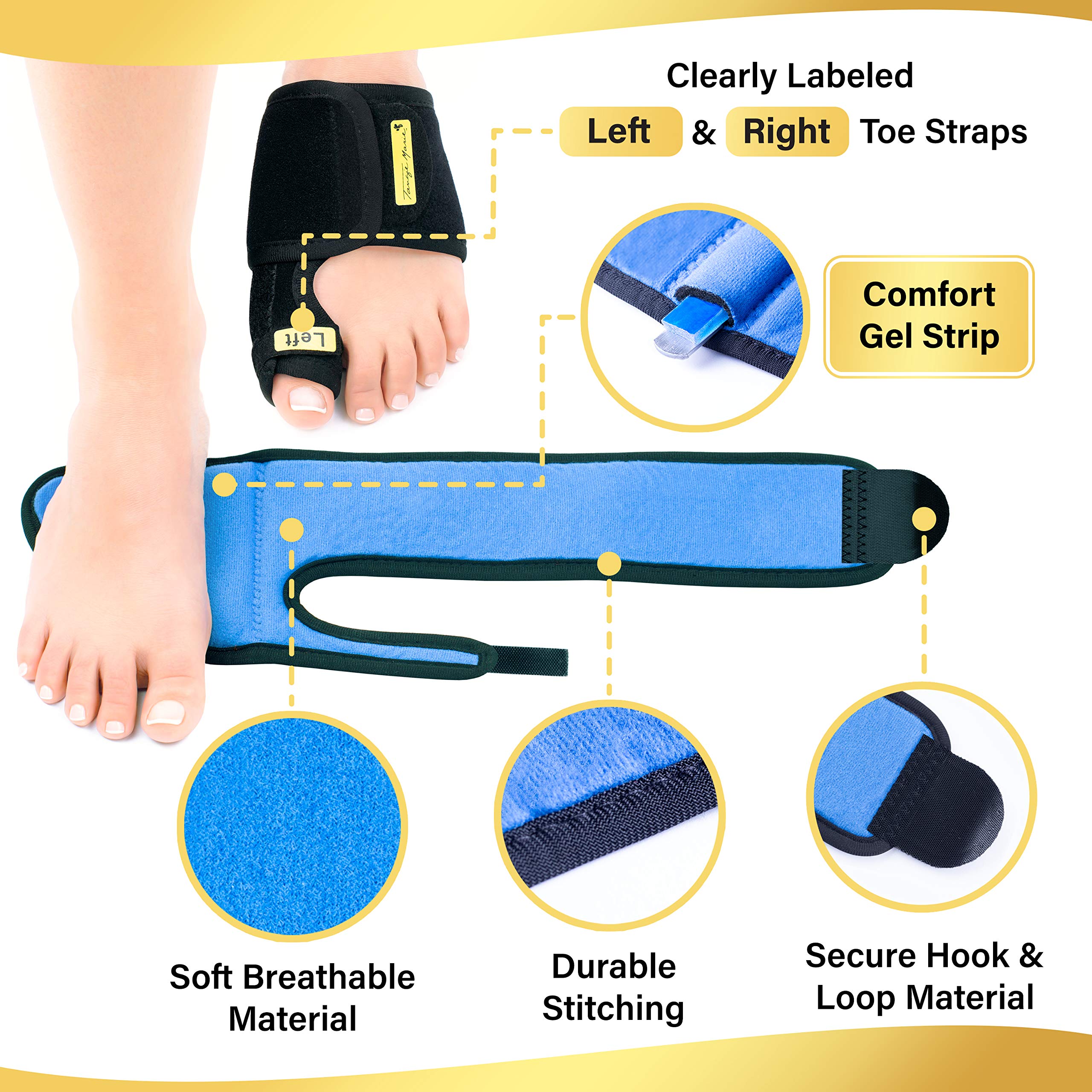 Tangie Marie Premium Bunion Toe Splint with Orthopedic Gel Pad - Hallux ...