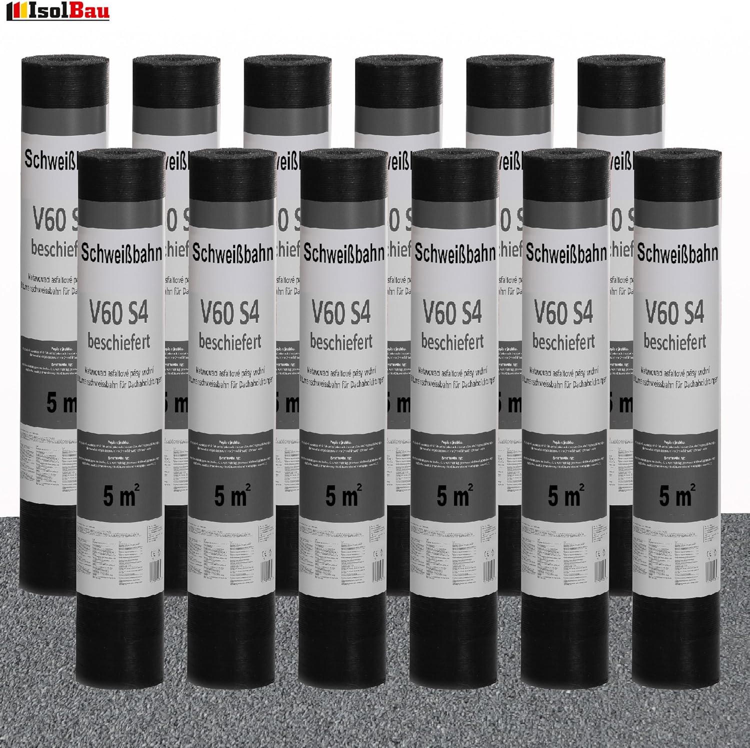 Schweißbahn V60 S4 beschiefert 12 x 5 m² GRAU Bitumenbahn Dachbahn ...