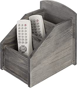 Amazon.com: MyGift Rustic Dark Gray Wood 3-Slot Remote Control Caddy ...