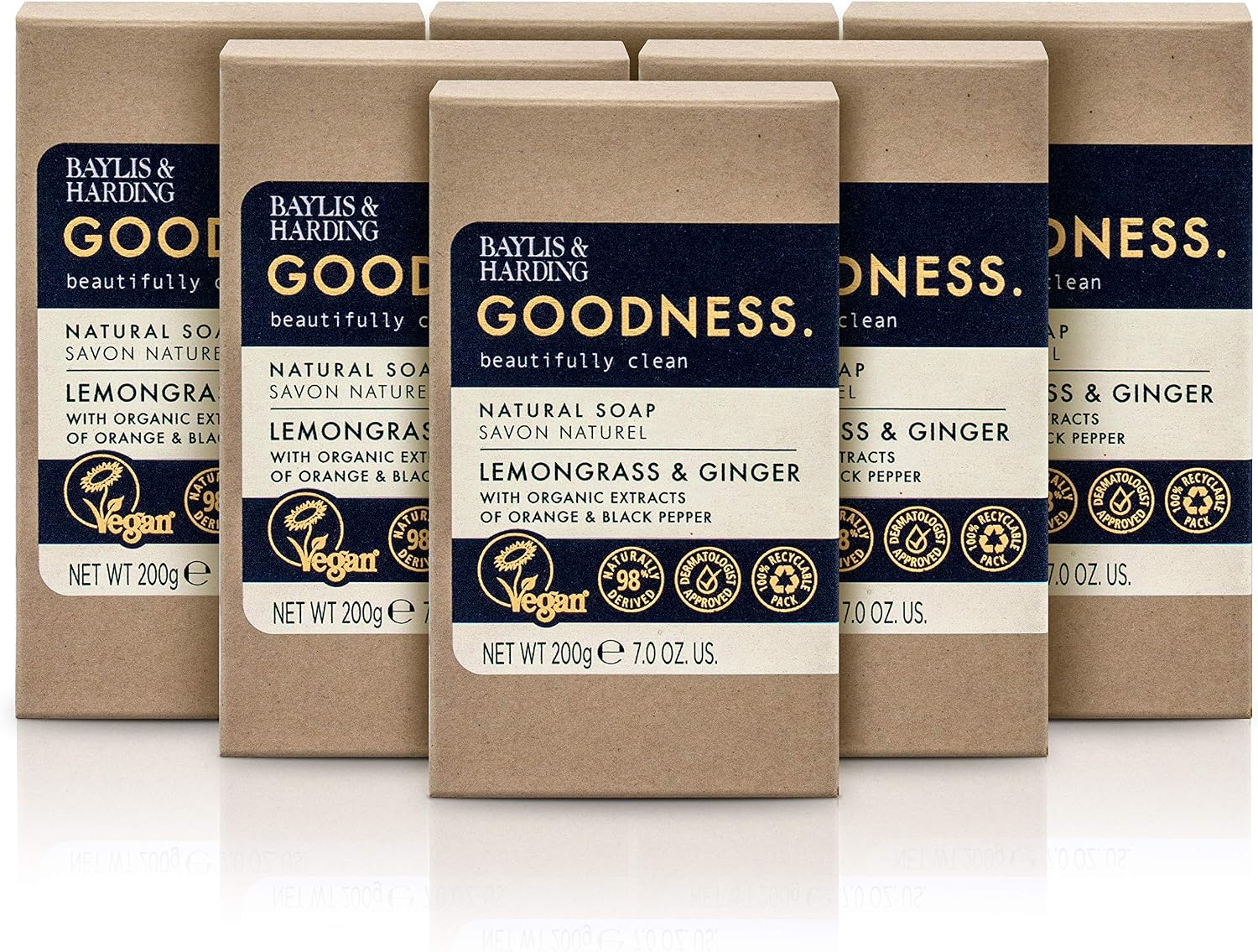 Baylis & Harding Goodness Lemongrass & Ginger, 200g Soap, Pack of 6 ...