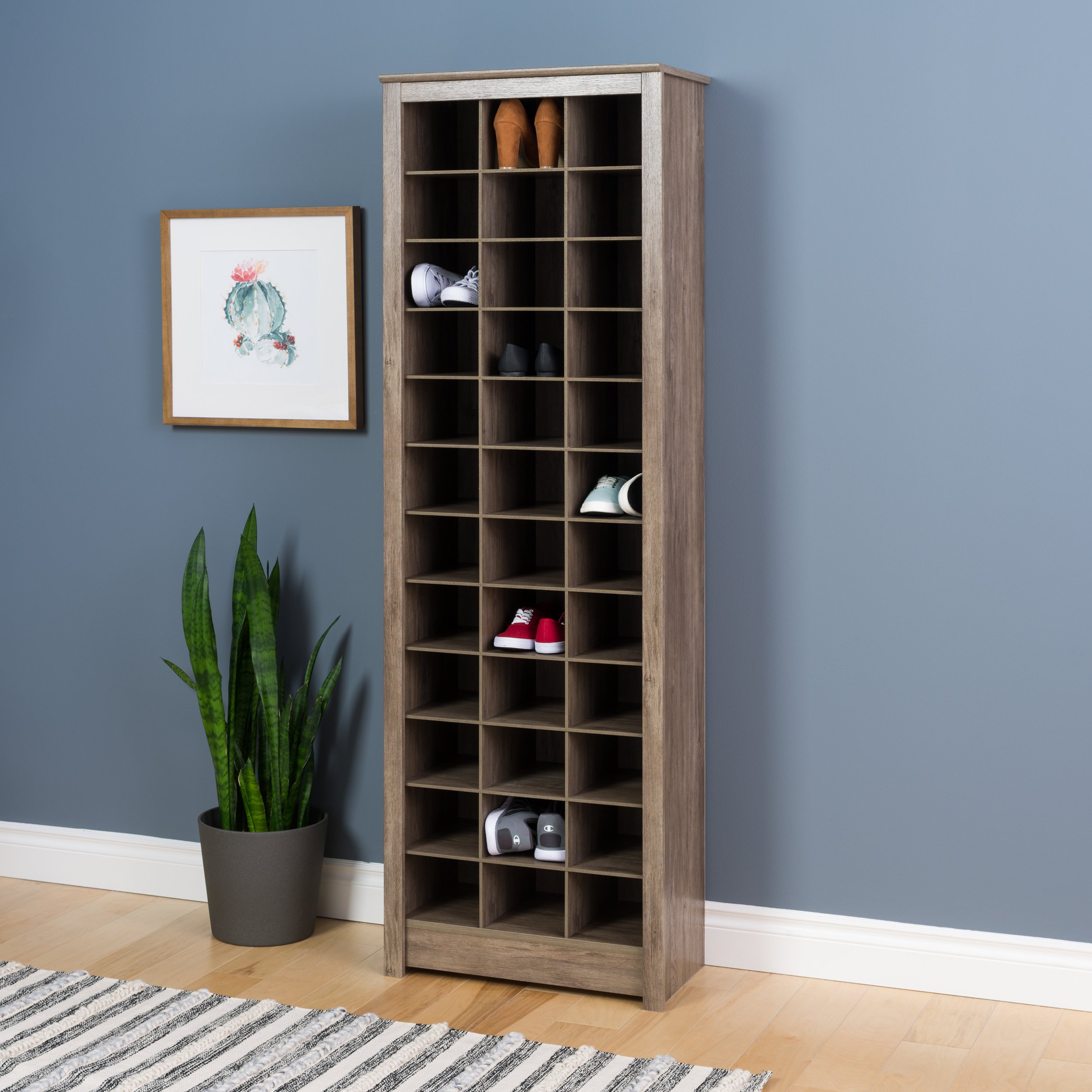 Prepac DUSR-0009-1 Cabinet, 36 Pair Shoe Storage Rack, Drifted Gray