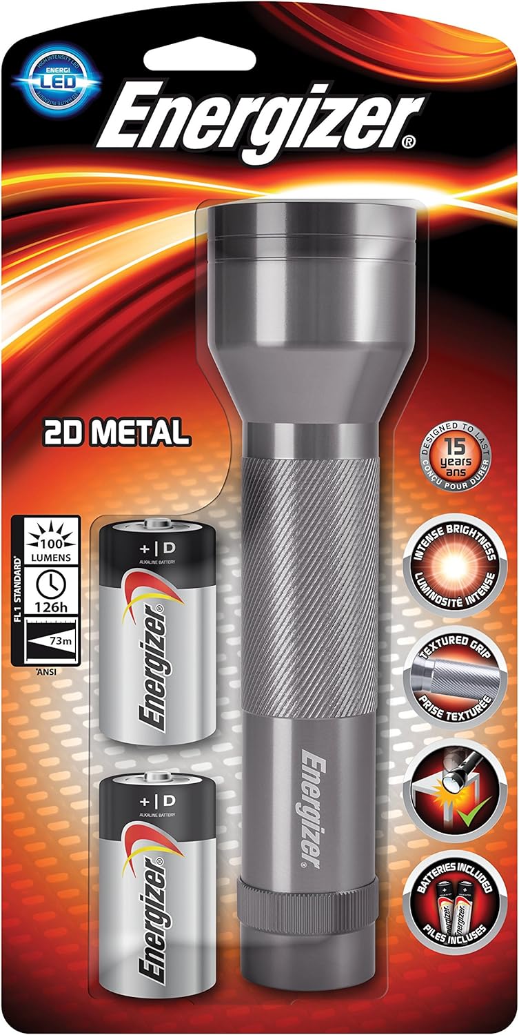 Energizer LED Torch, Metal, Batteries Included,135 Lumens , 6 x 6 x 25 ...