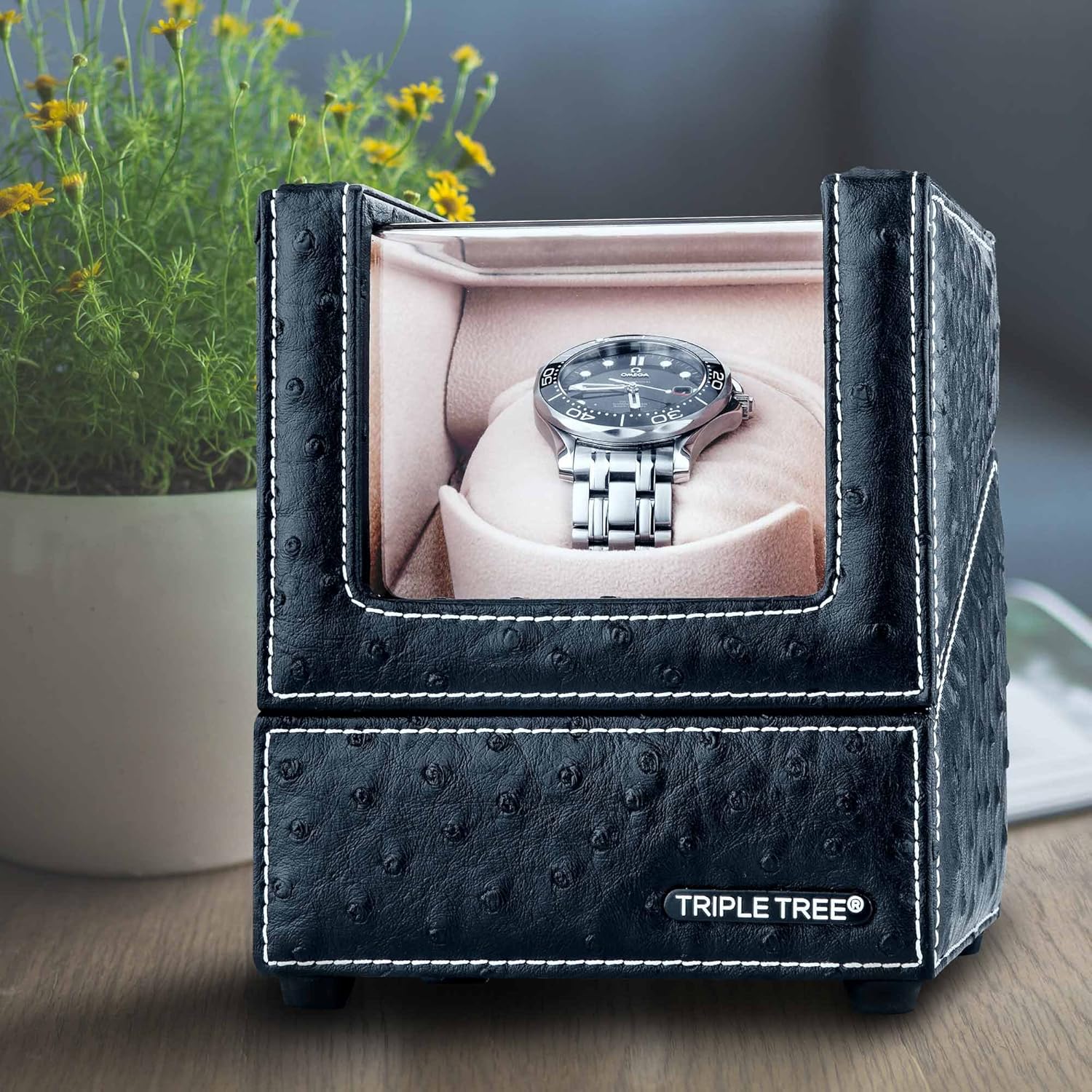 TRIPLE TREE Watch Winder With Soft And Flexible Watch Pillows Wooden ...