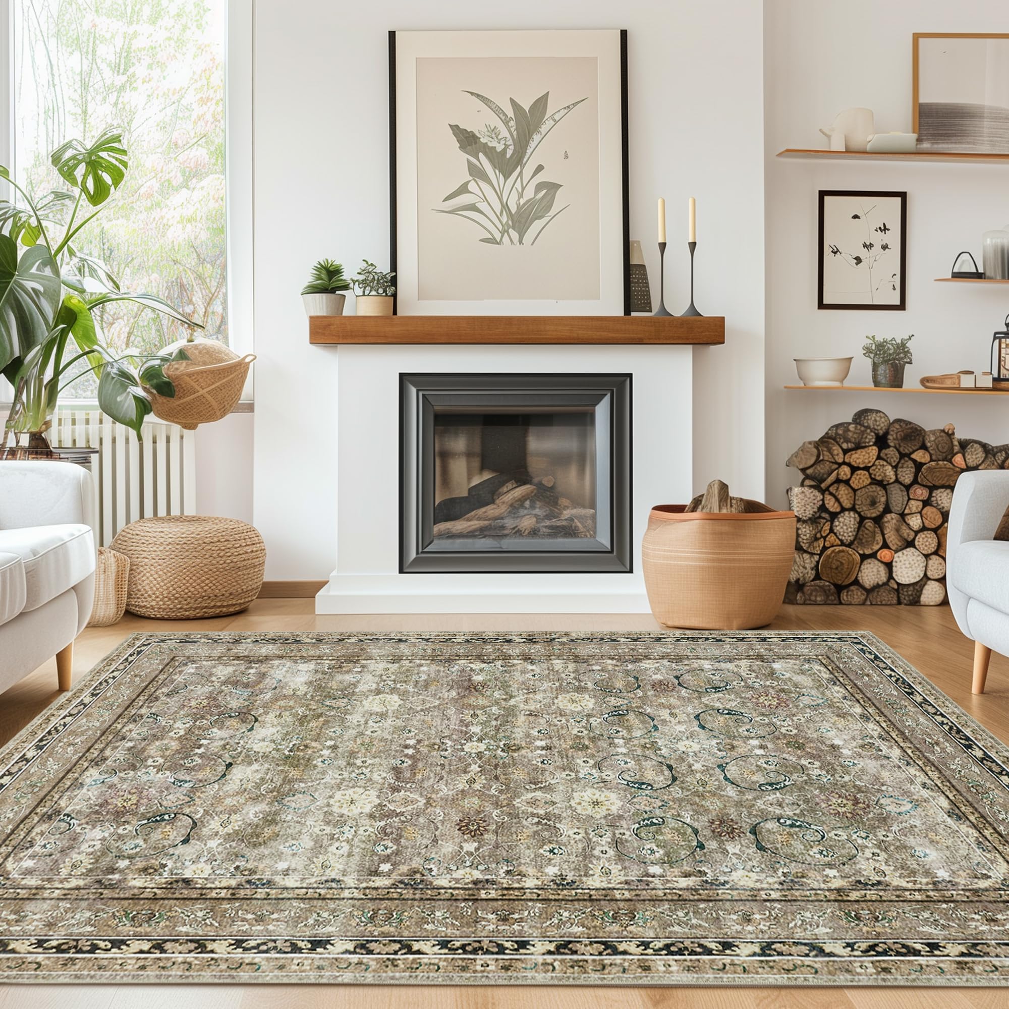 Andency Large 9x12 Washable Area Rug for Living Room Bedroom, Vintage ...
